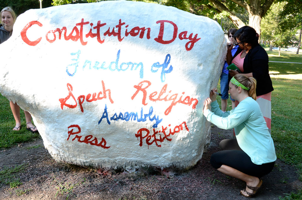 College Observes Constitution Day with Messages on Campus Rock ...